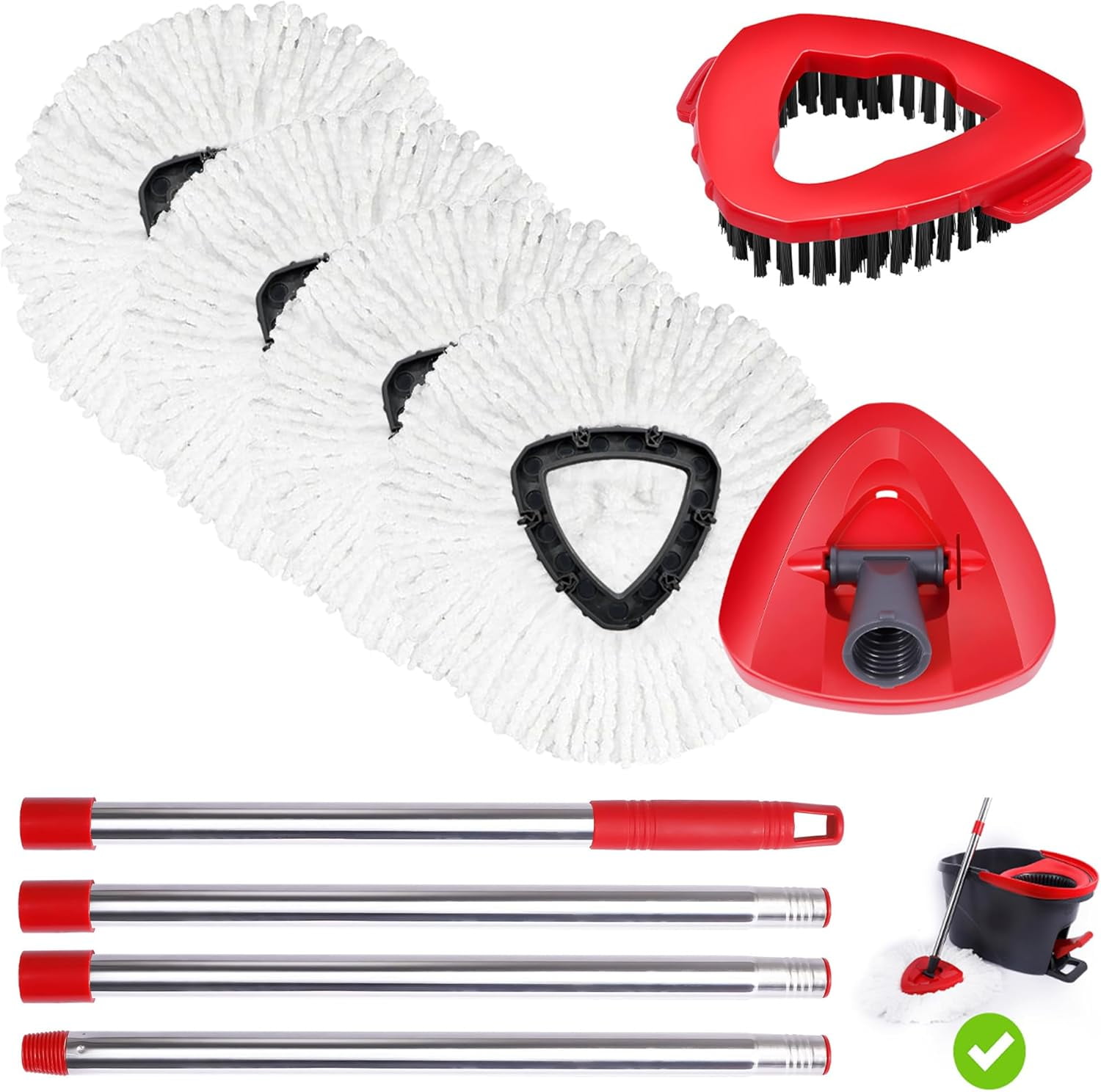 4 Packs Spin Mop Replacement Heads Compatible with Oceda EasyWring 1 ...