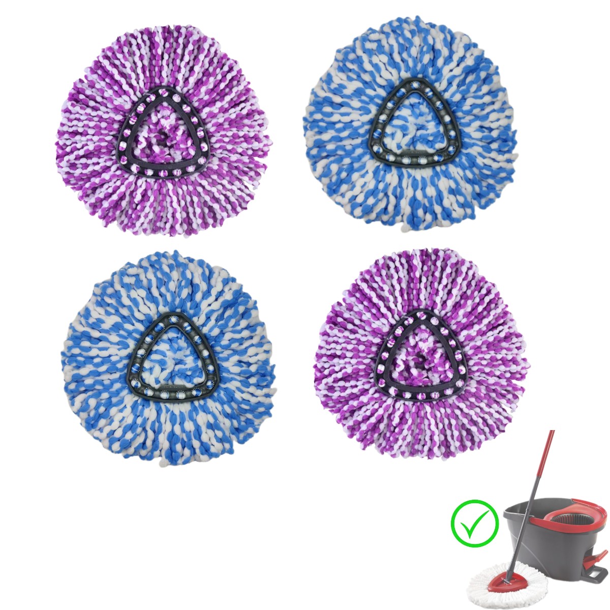 4 Packs Spin Mop Replacement Heads Compatible with O-ceda Easywring ...