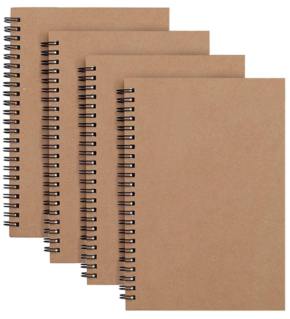 4 Packs Spiral Notepad A5 Kraft Cover Notebooks Bulk Journals, Lined ...