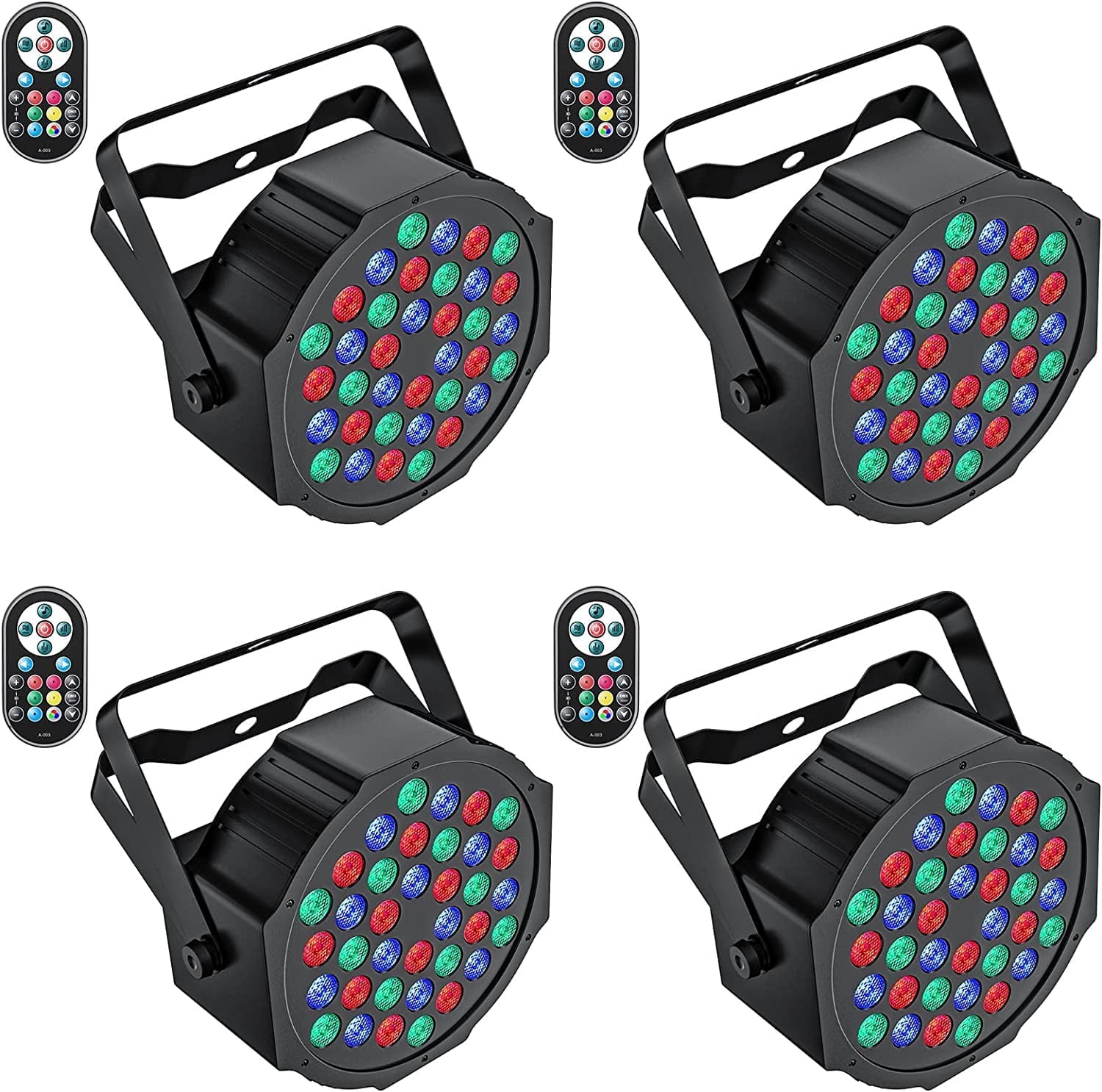4 Packs Stage Lights,36LED RGB LED Par Lights, 7 Channel DJ Party ...