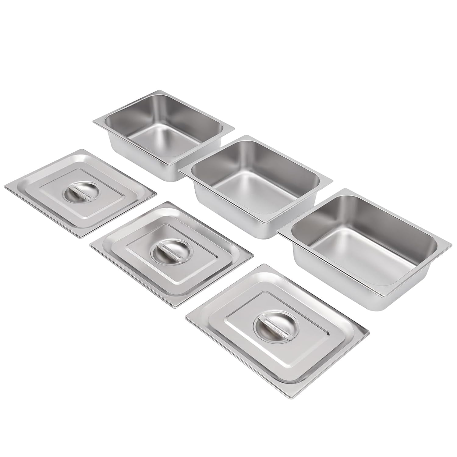4 Packs Stainless Steam Hotel Pans with Lid,Stainless Steel Commercial ...