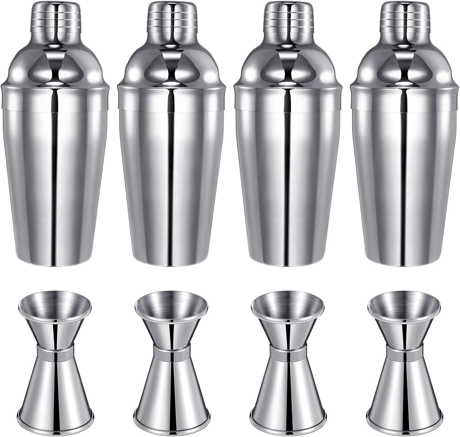 4 Packs Stainless Steel Cocktail Shaker Set with Martini Shaker, Drink ...