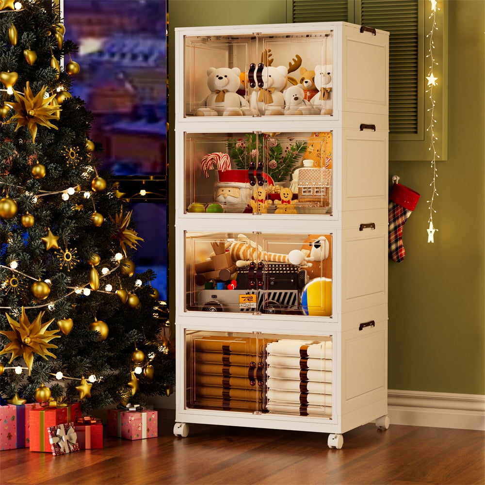 4 Packs Storage Bins with Lid, 120 Gal Extra Large Collapsible Storage ...