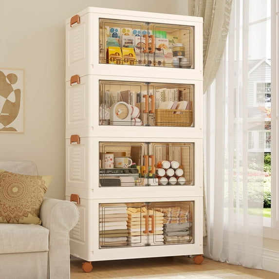 "EnHomee 4 Pack Storage Bins with Lids and Wheels, 292Qt Stackable ...