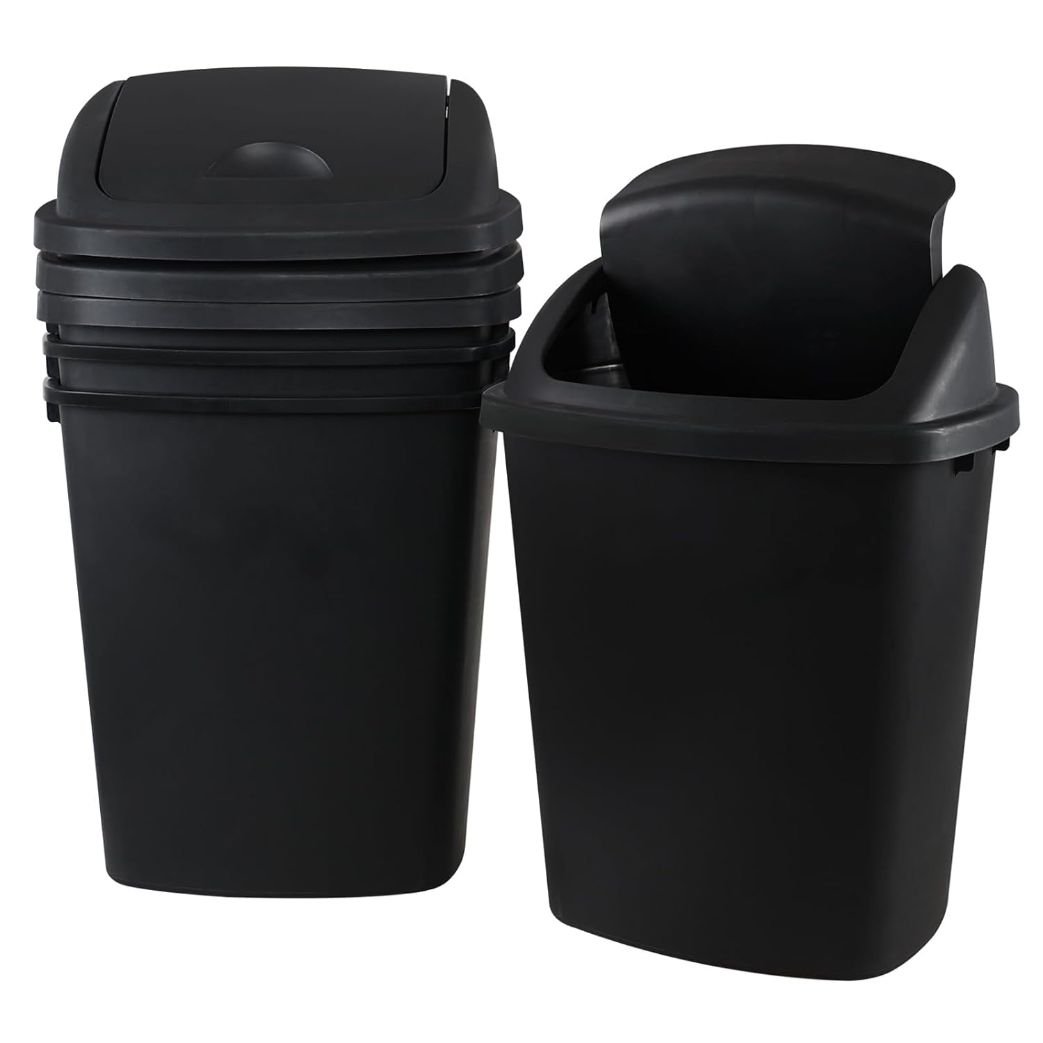 4 Packs Swing-Top Kitchen Trash Cans, 13 Gallon Plastic Swing Top ...