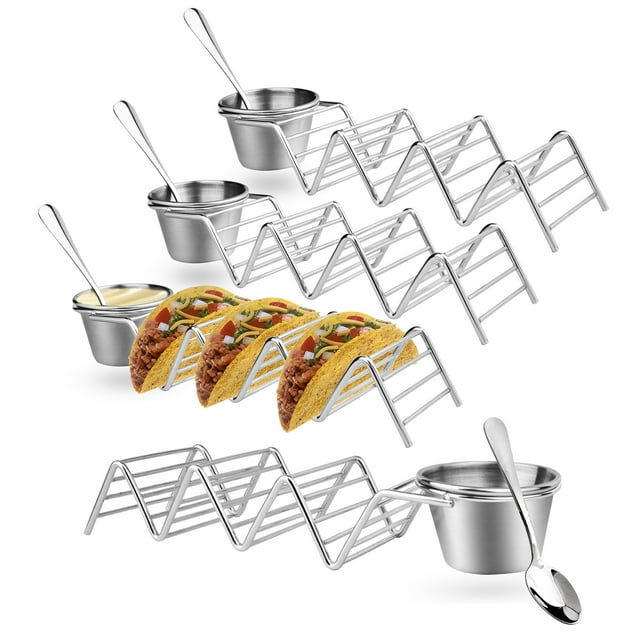 4 Packs Taco Holder, Stainless Steel Taco Shell Stand Up Holders ...