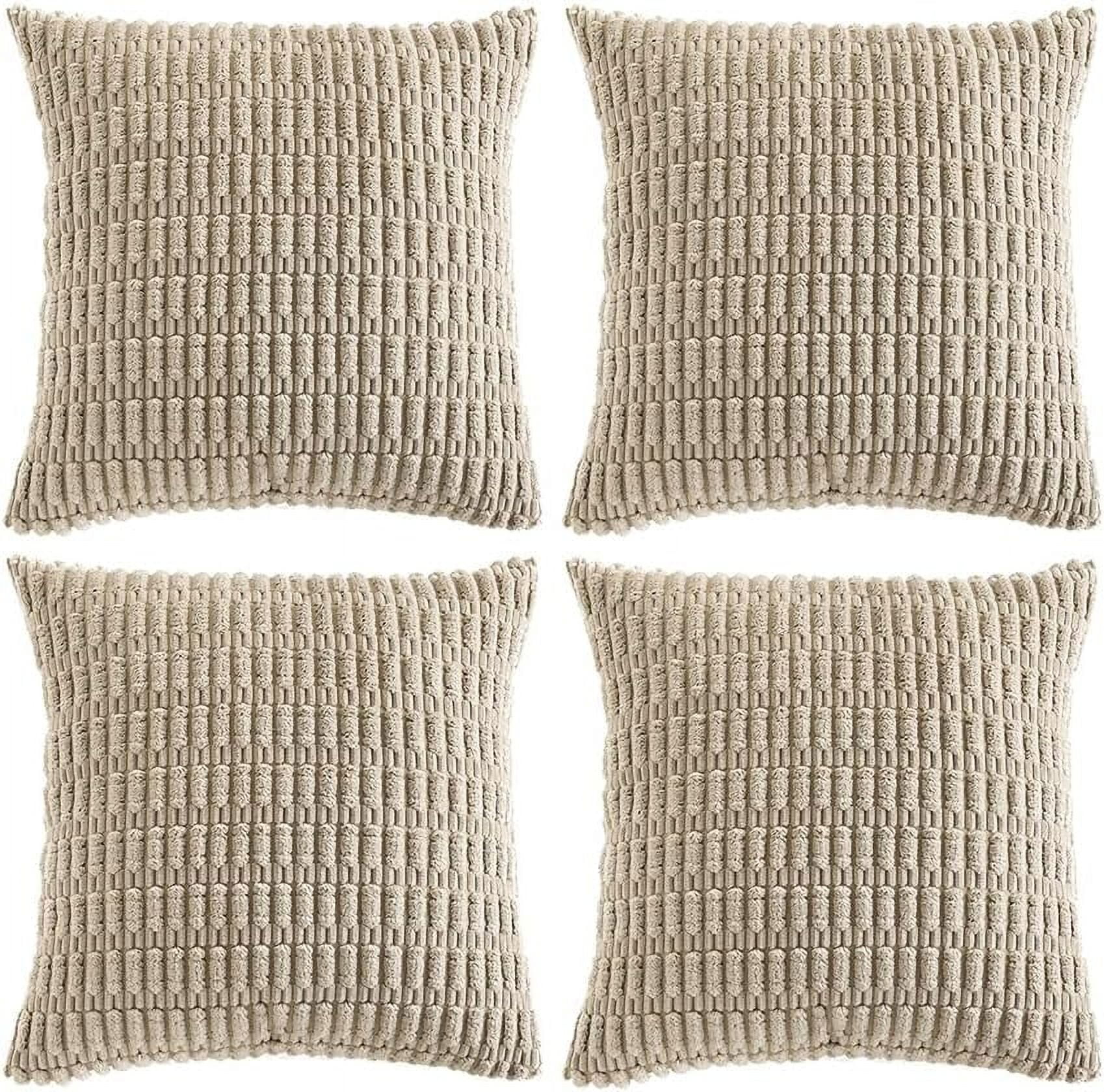 4 Packs Taupe Decorative Throw Pillow Covers 14x14 Inch for Living Room ...