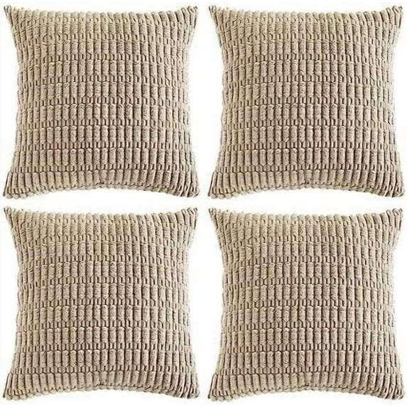 4 Packs Taupe Decorative Throw Pillow Covers 14x14 Inch for Living Room ...