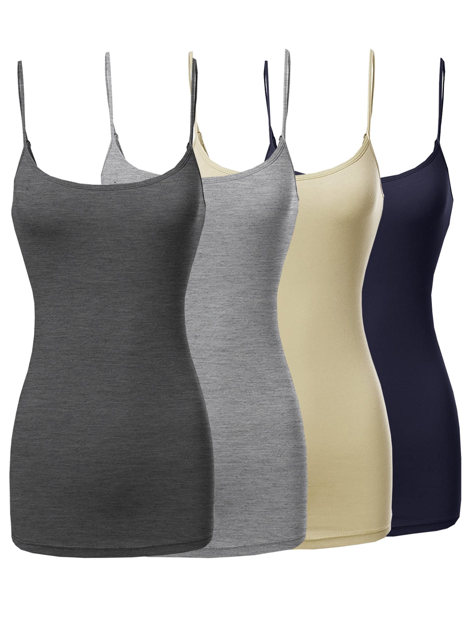 TheLovely Women's & Juniors 4PK Adjustable Spaghetti Strap Camisole ...