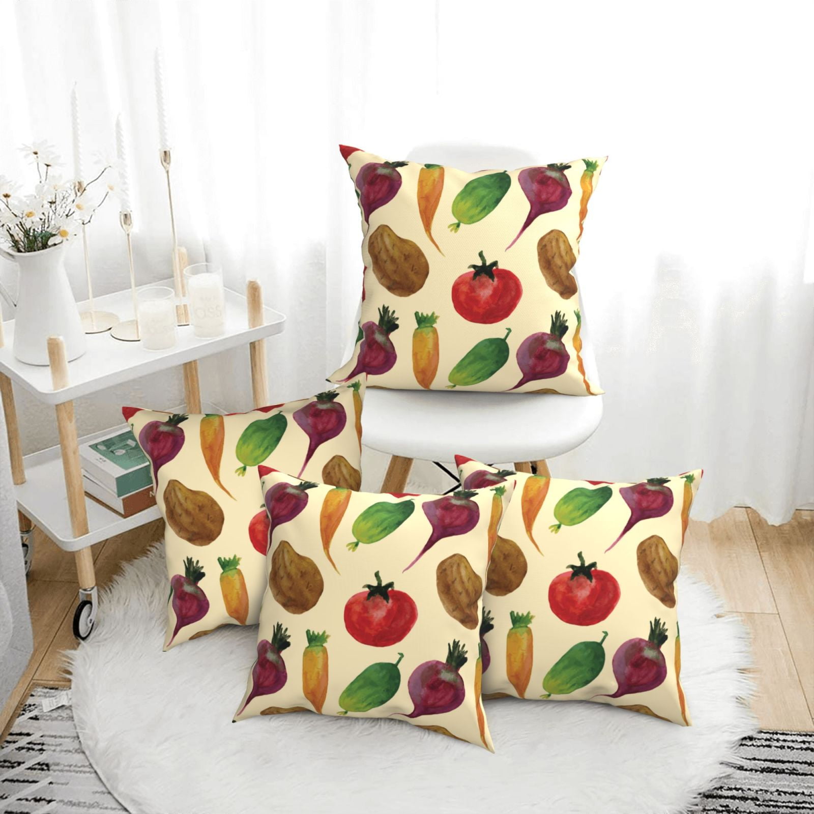 4 Packs Throw Pillow Covers Carrot onion potato Soft Decorative Pillow ...