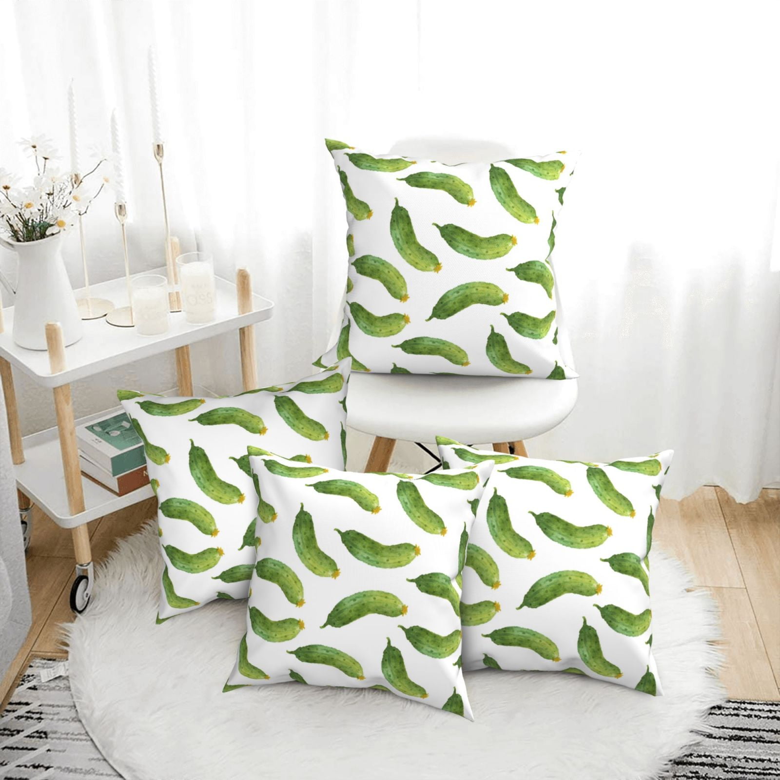 4 Packs Throw Pillow Covers Cucumber Pattern Soft Decorative Pillow ...