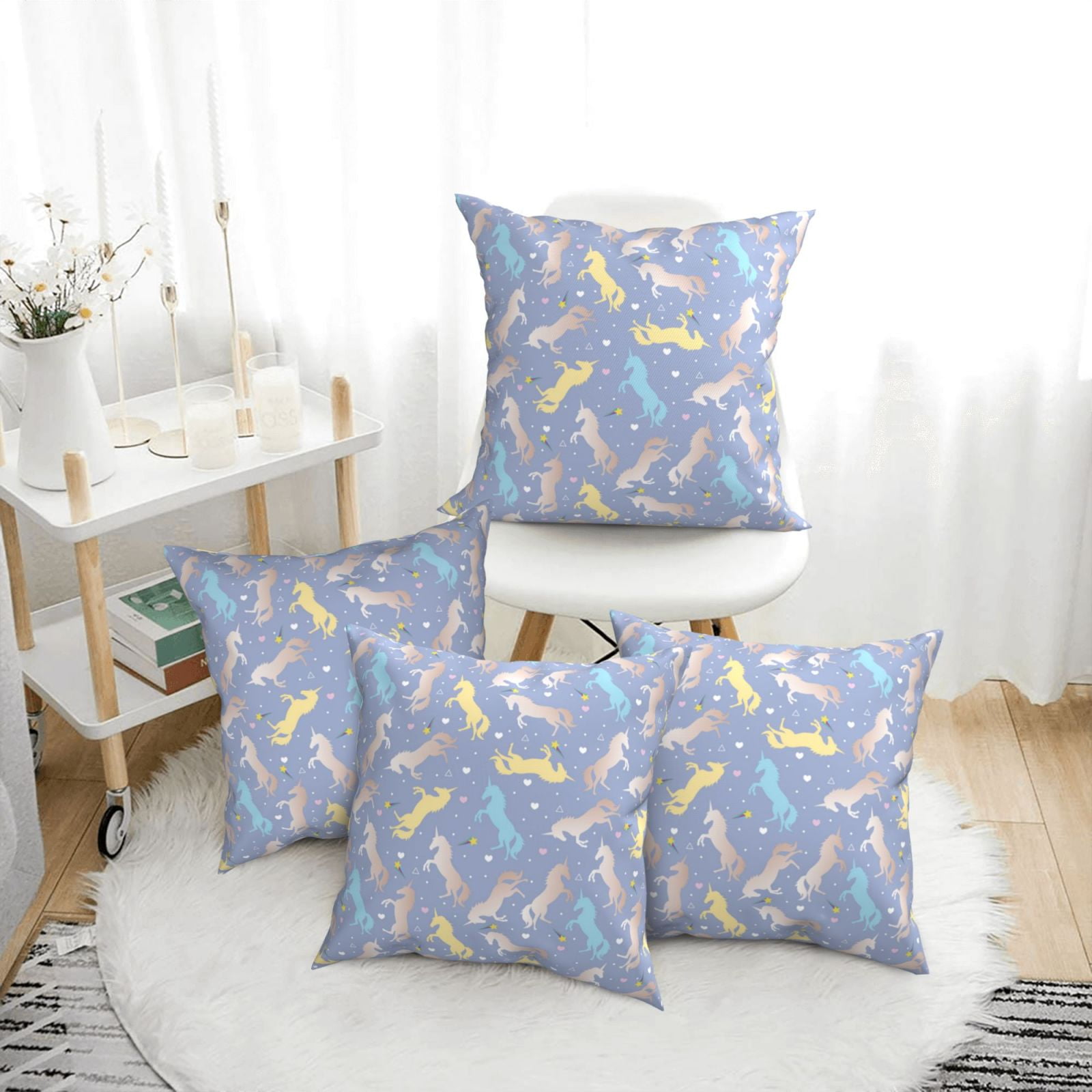 4 Packs Throw Pillow Covers Cute horse Soft Decorative Pillow Covers ...