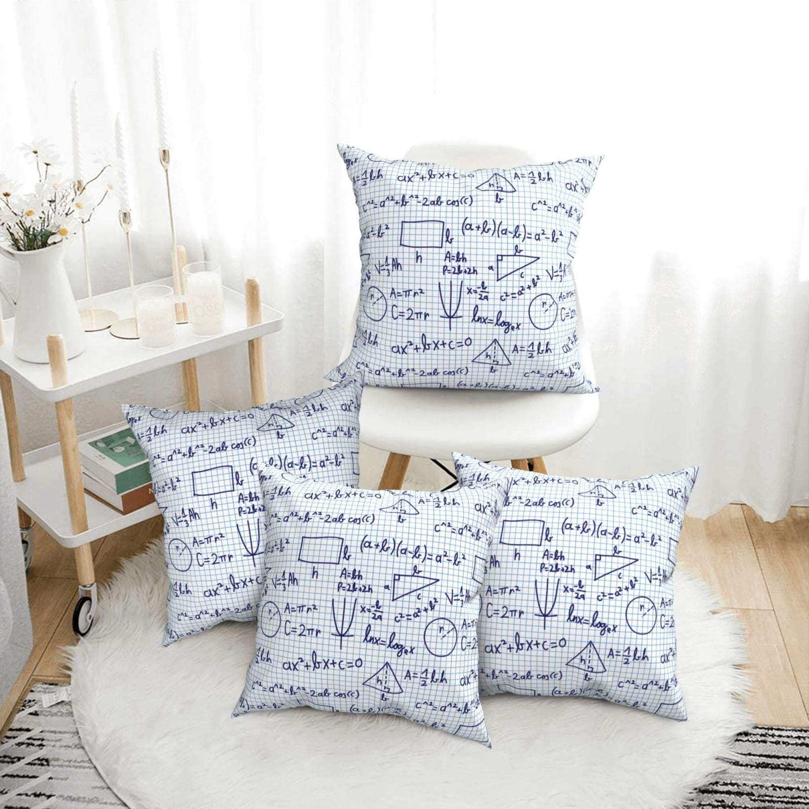 4 Packs Throw Pillow Covers Tasteful Math equation Soft Decorative Pillow Covers, Couch Pillow ...