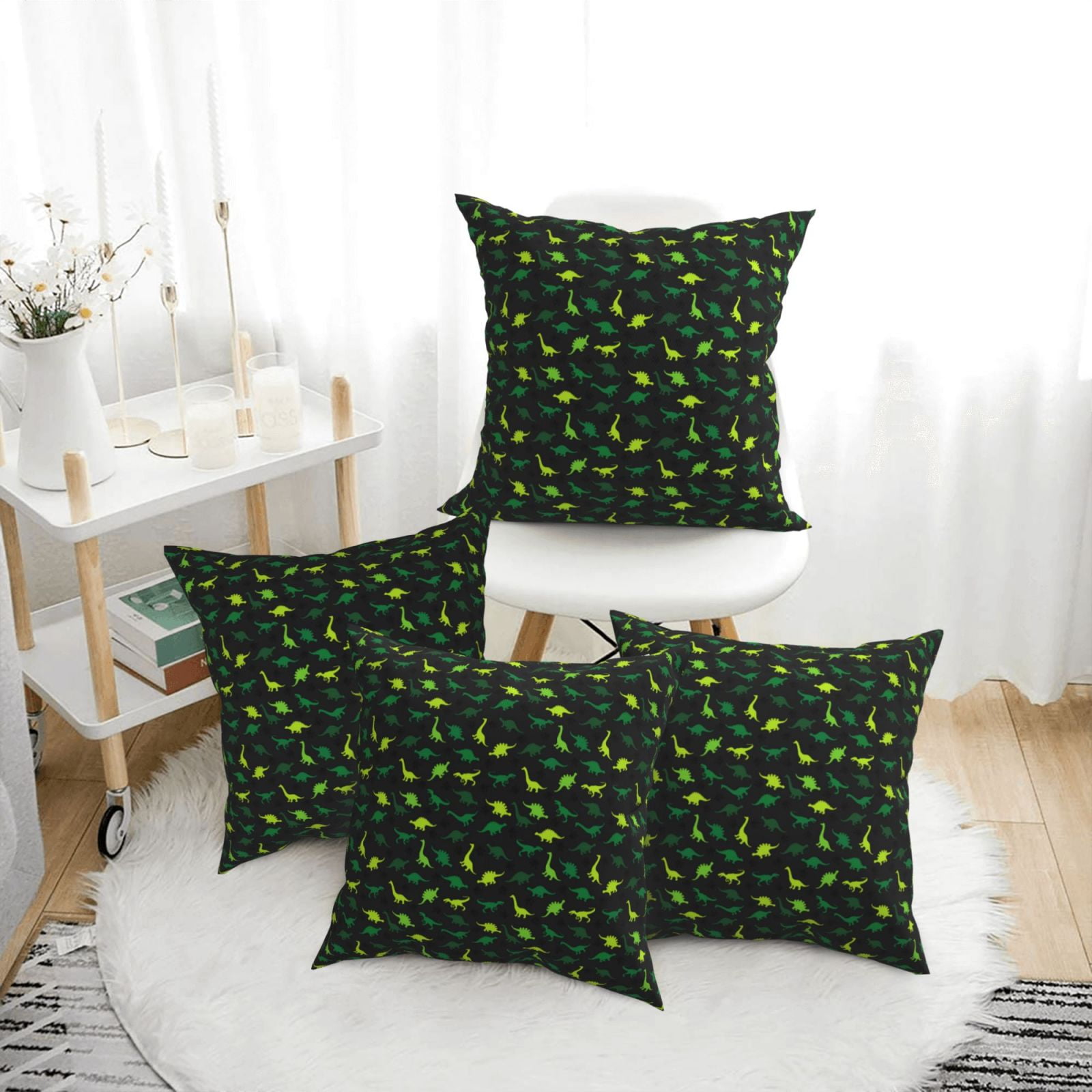 4 Packs Throw Pillow Covers cute small Dinosaur Soft Decorative Pillow ...