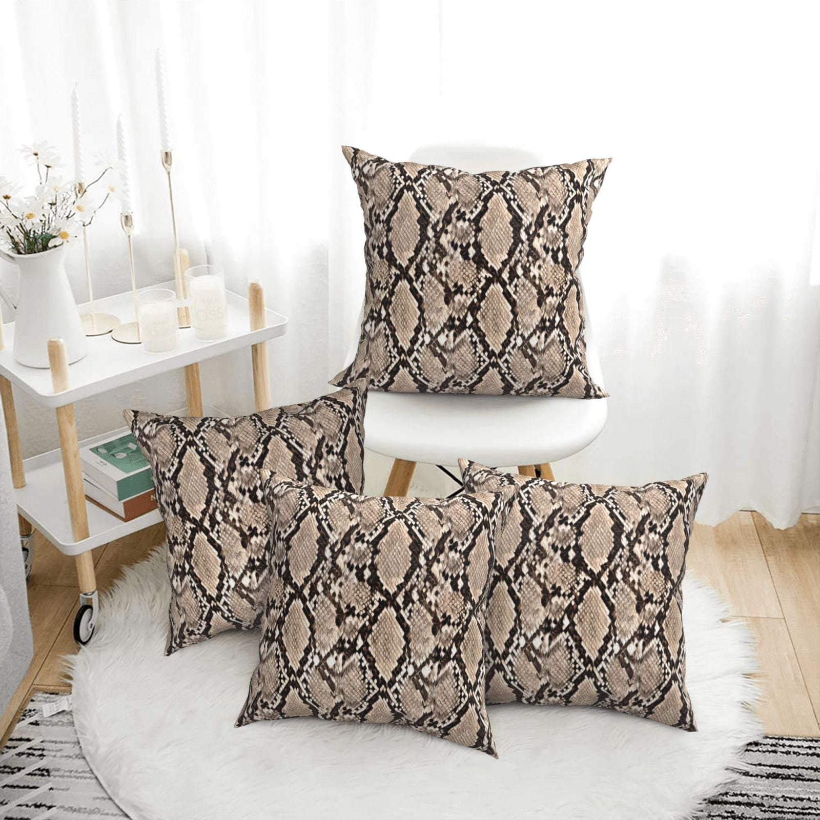 4 Packs Throw Pillow Covers snake Camouflage Print Soft Decorative ...