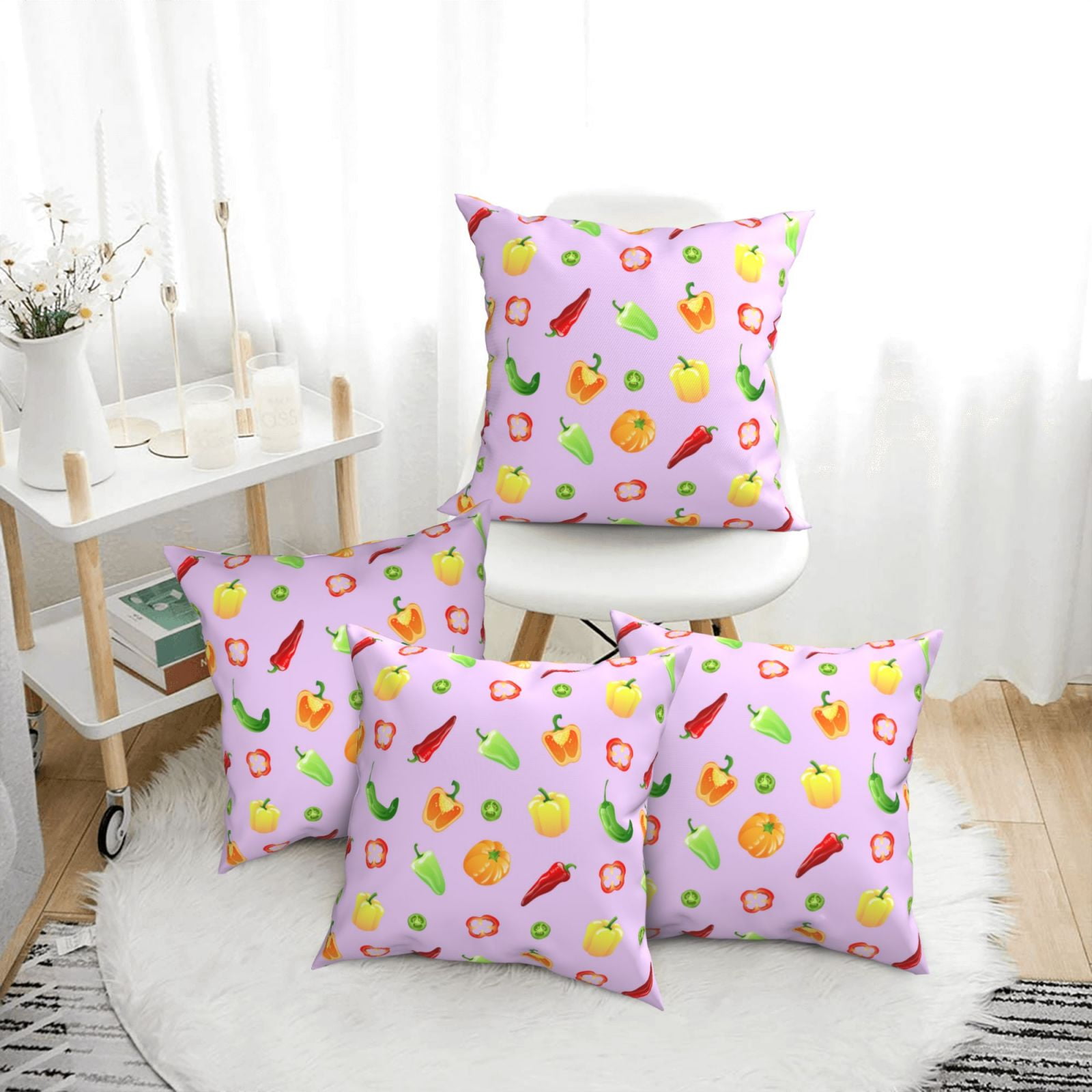 4 Packs Throw Pillow Covers vegetable Bell Pepper Pattern Soft ...