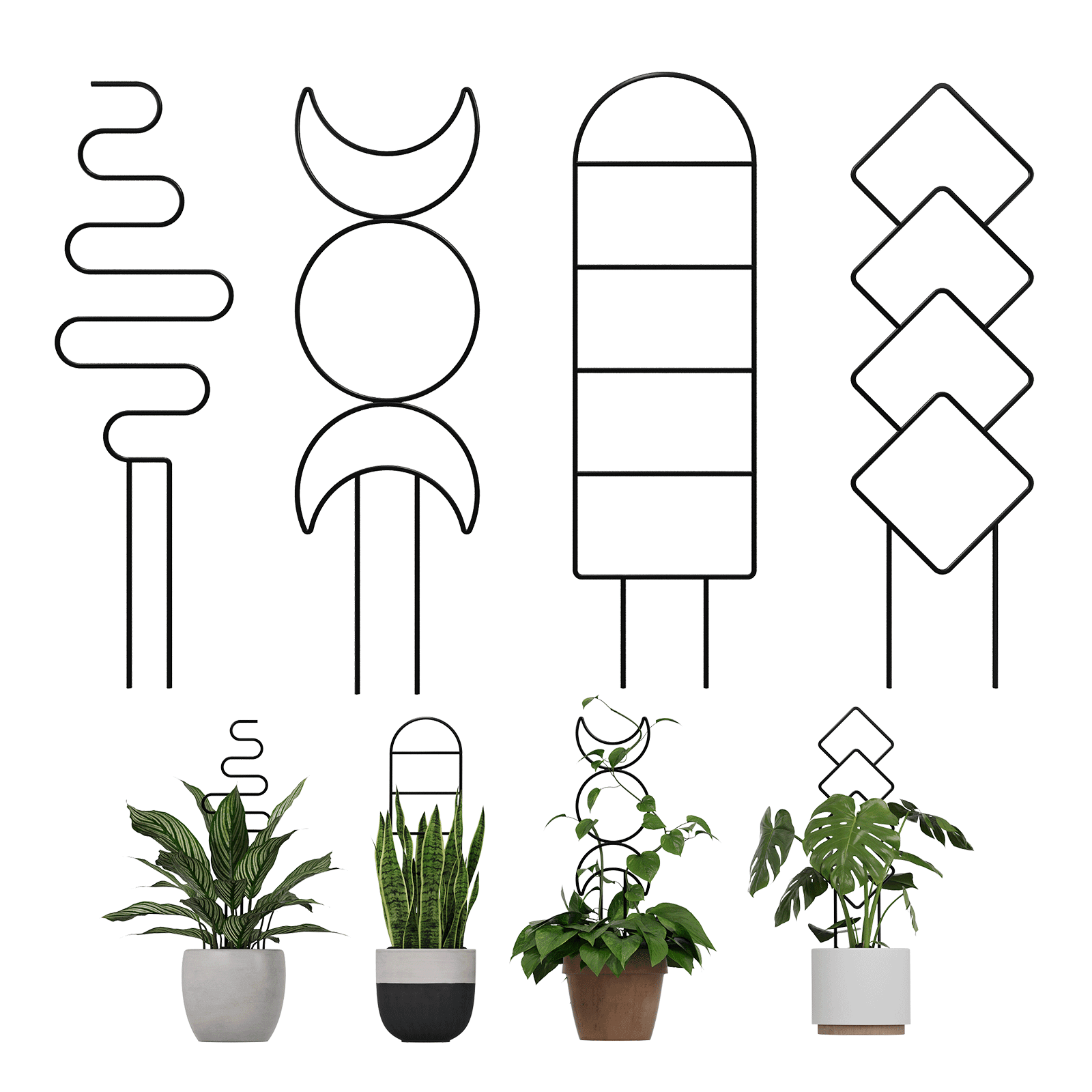 4 Packs Trellis for Climbing Plants Indoor, HENABLE Small Garden Metal ...