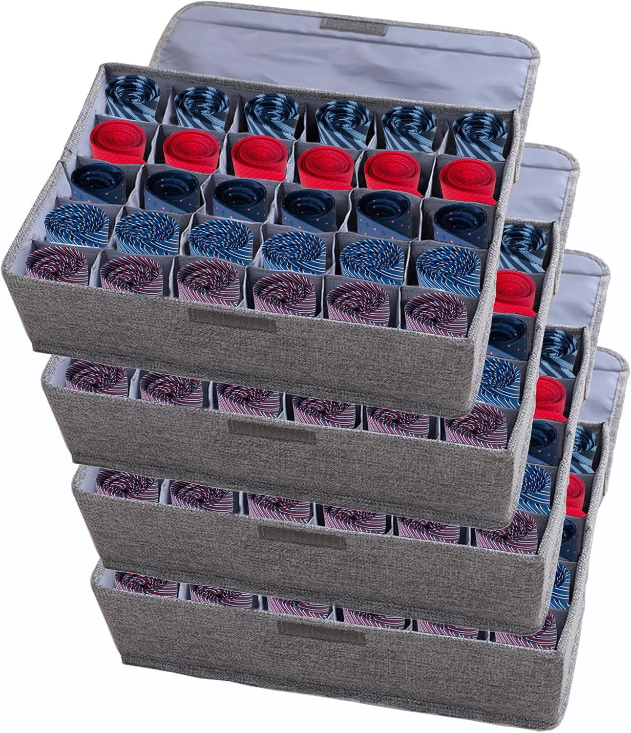 4 Packs Underwear Socks Ties Storage Organizer with Lids Foldable ...