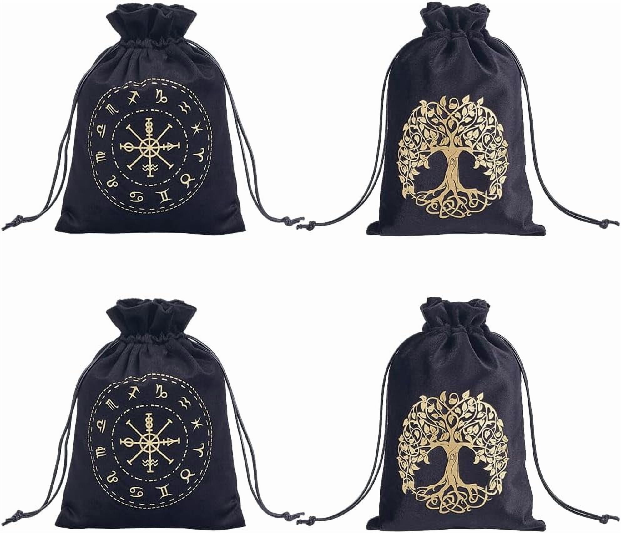 4 Packs Velvet Tarot Bag Tree of Life Tarot Bag Constellation Packing ...