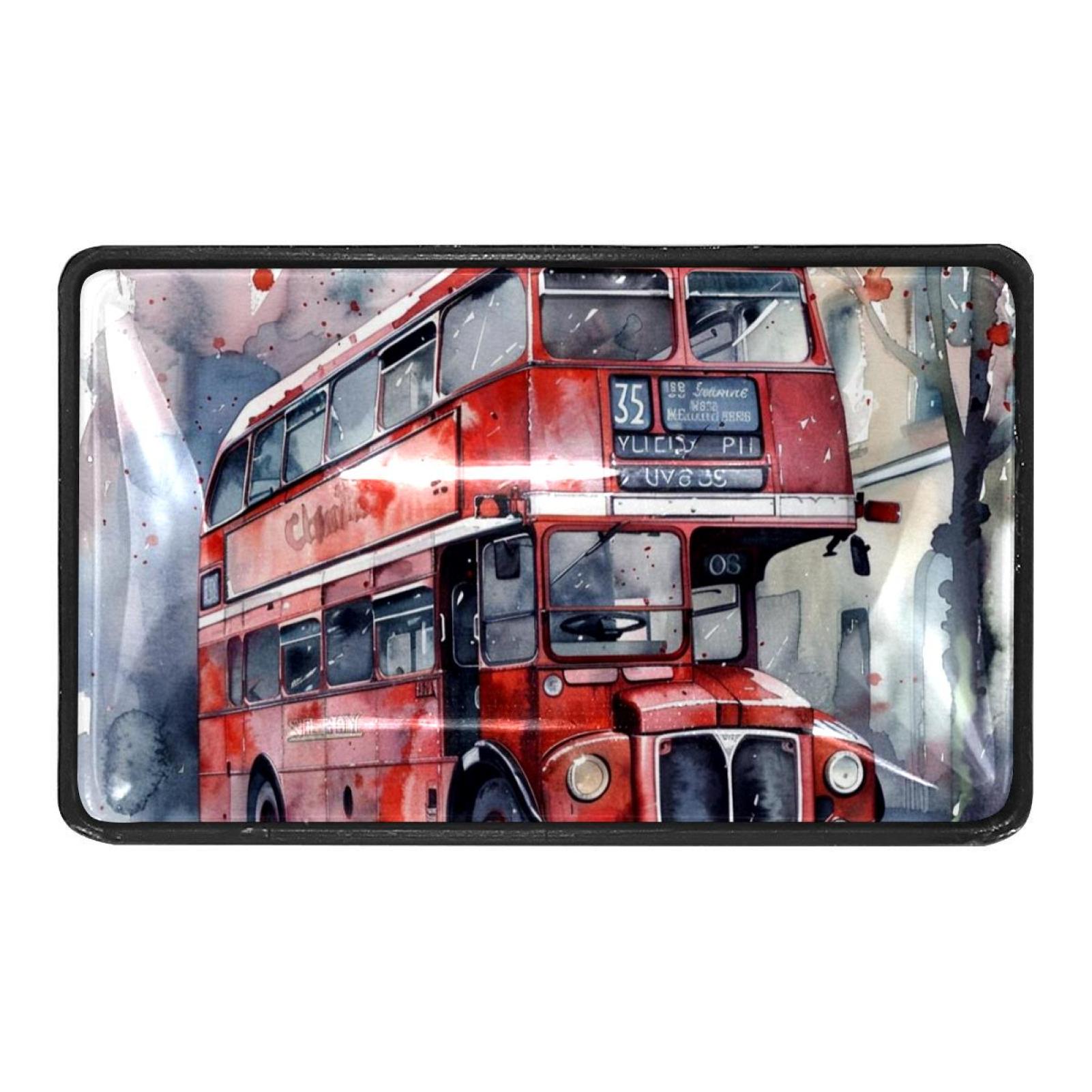 4 Packs Watercolor Red Bus on Street Crystal Glass Cabinet Knobs Drawer ...