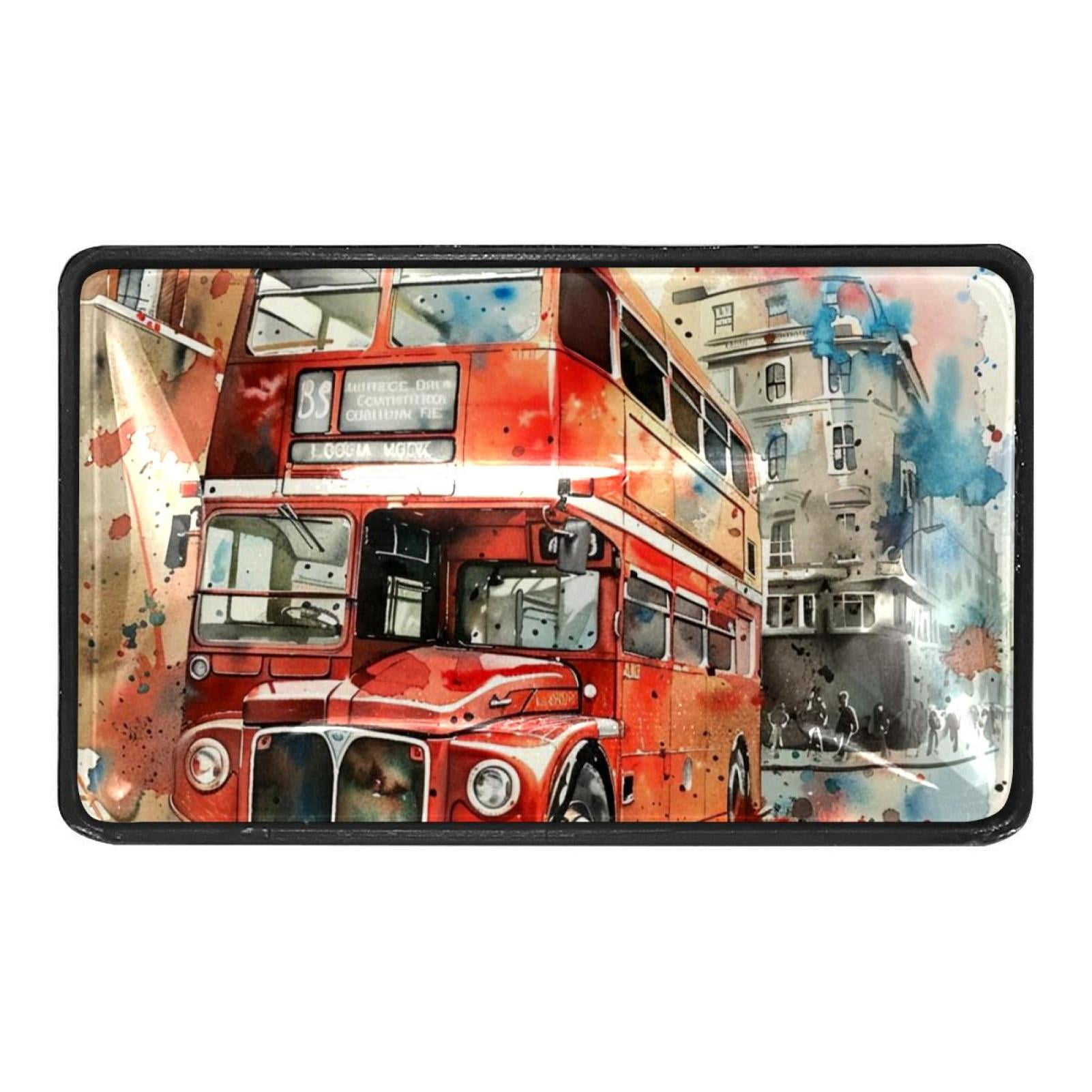 4 Packs Watercolor Red London Bus Crystal Glass Cabinet Knobs Drawer ...