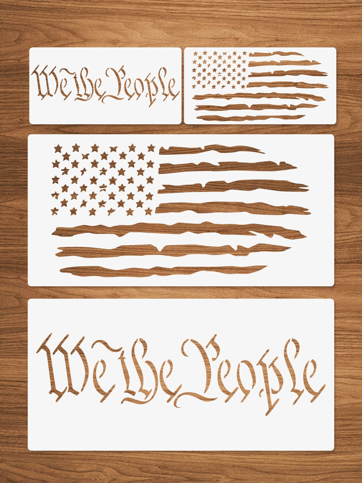 4 Packs We The People American Flag Stencils, Reusable Plastic ...