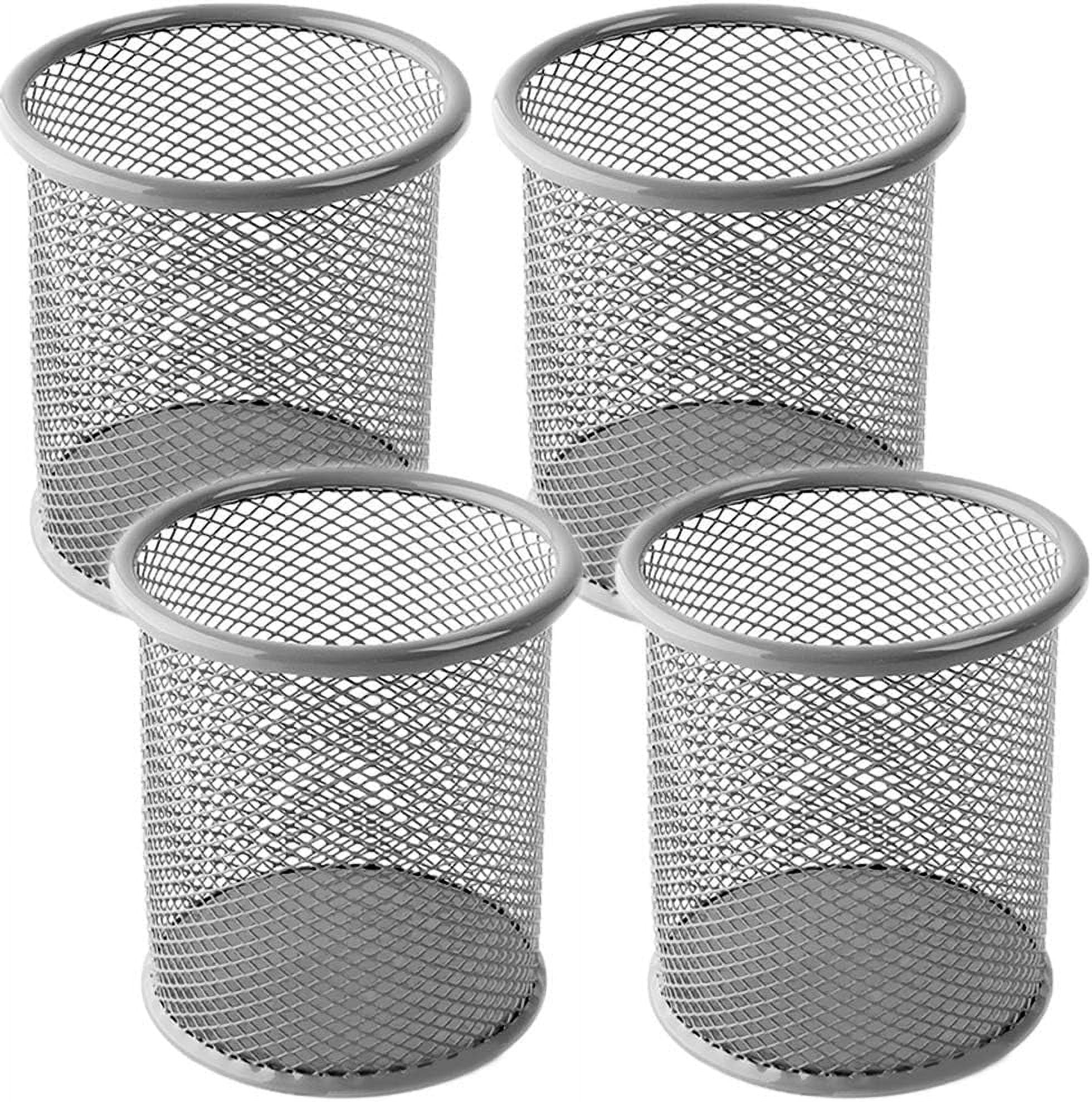 4 Packs Wire Mesh Pencil Holder Metal Pen Cup Desk Pen Organizer Case ...