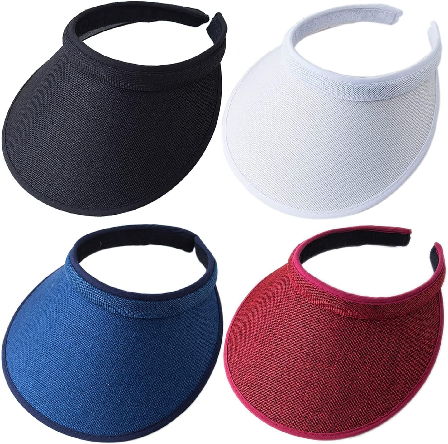 4 Packs Women Wide Brim Sun Visor UV Protection Beach Pool Hat Golf ...