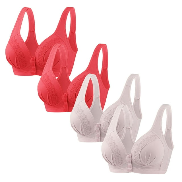4 Packs ! Women's Front Closure Bra Older Women Full Coverage Bralette ...