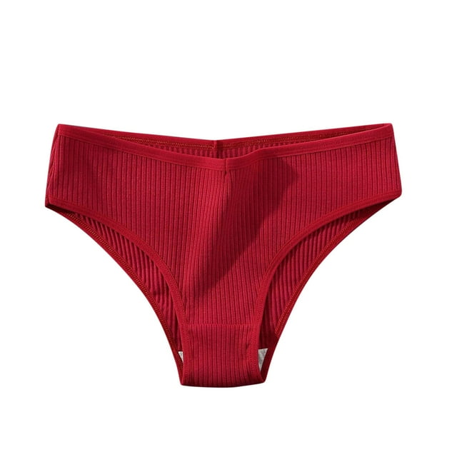 4 Packs Womens Underwear Low Waist Lace Solid Color Cotton Crotch Briefs Panties For Women S Red