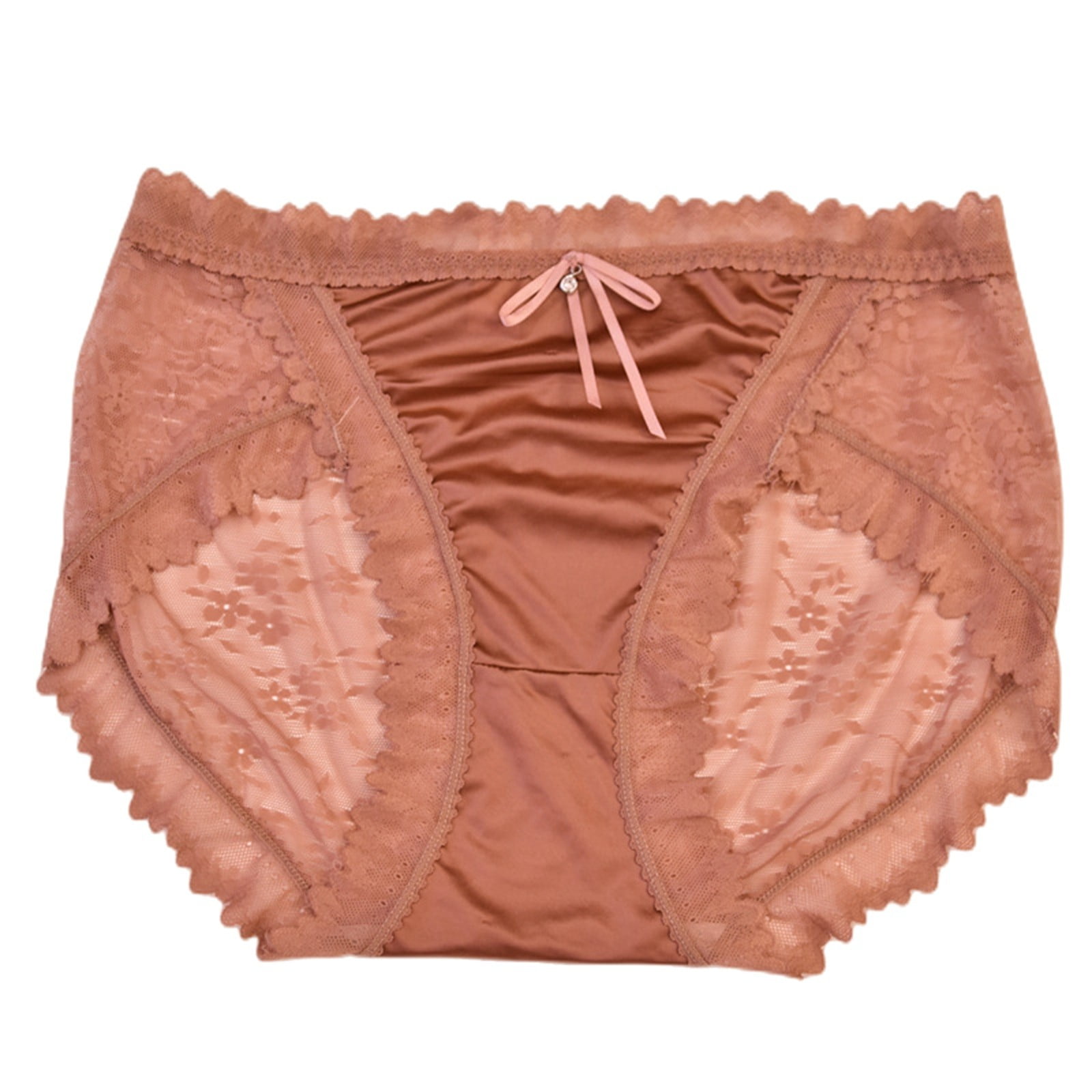 4 Packs Womens Underwear Satin Lace Seamless Embroidered Large Size ...
