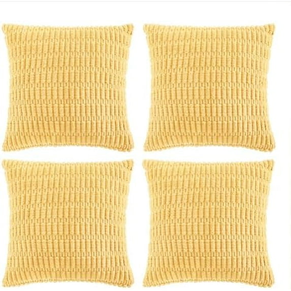 4 Packs Yellow Big Decorative Throw Pillow Covers 24x24 Inch for Living ...