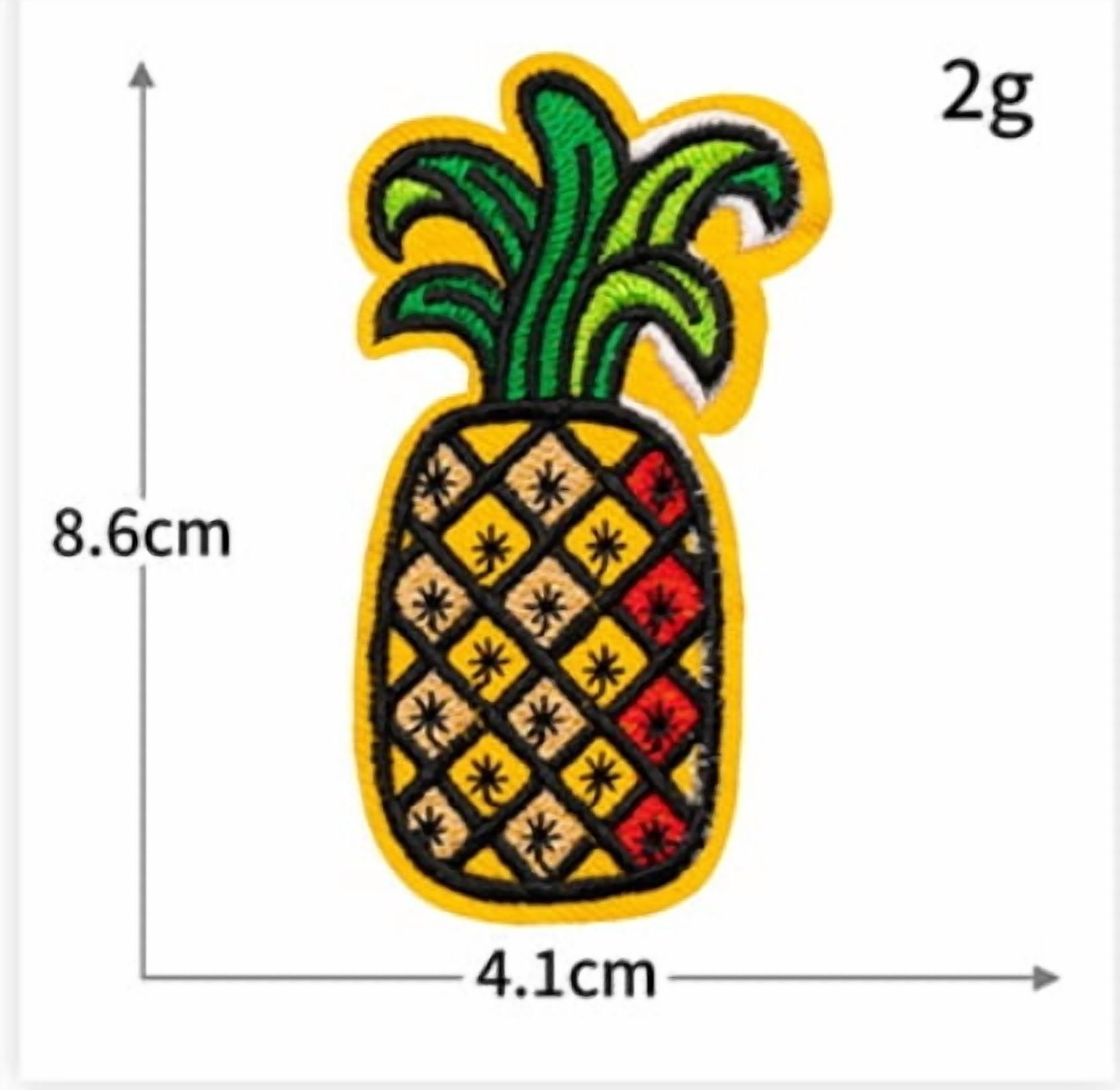 4 Packs of Cartoon Fruit Embroidered Cloth Patches - Fun Pineapple ...