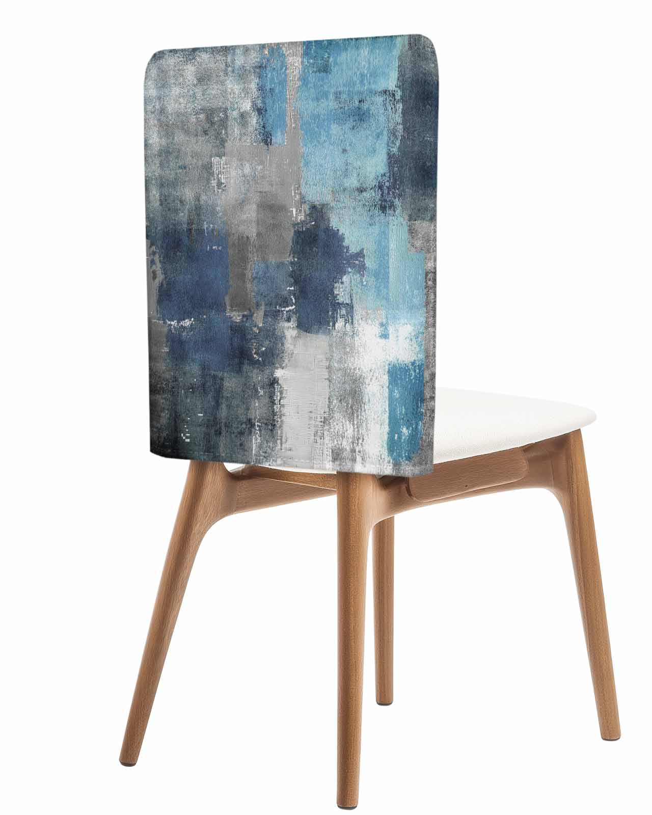 4 PacksBlue Grey Modern Dining Chair Back Cover, Abstract Graffiti ...