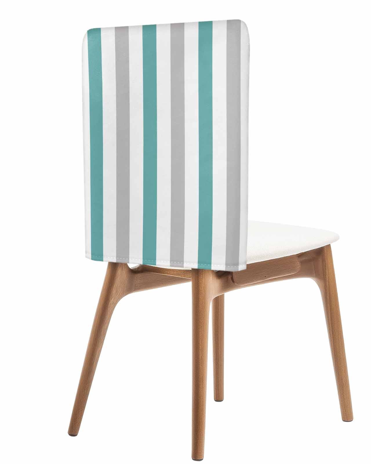 4 PacksTurquoise Striped Dining Chair Back Cover, Geometric Vertical ...