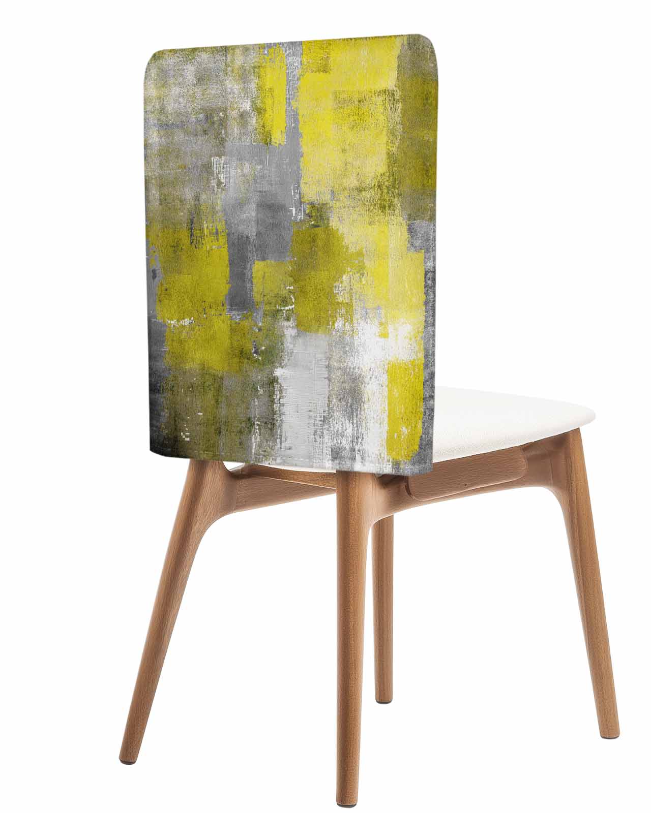 4 PacksYellow Modern Dining Chair Back Cover, Abstract Grey Graffiti ...