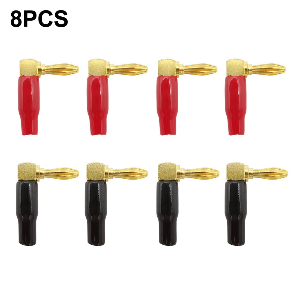 4 Pair 90 Degree Right Angle 4mm Banana Plug Connector Audio Speaker ...