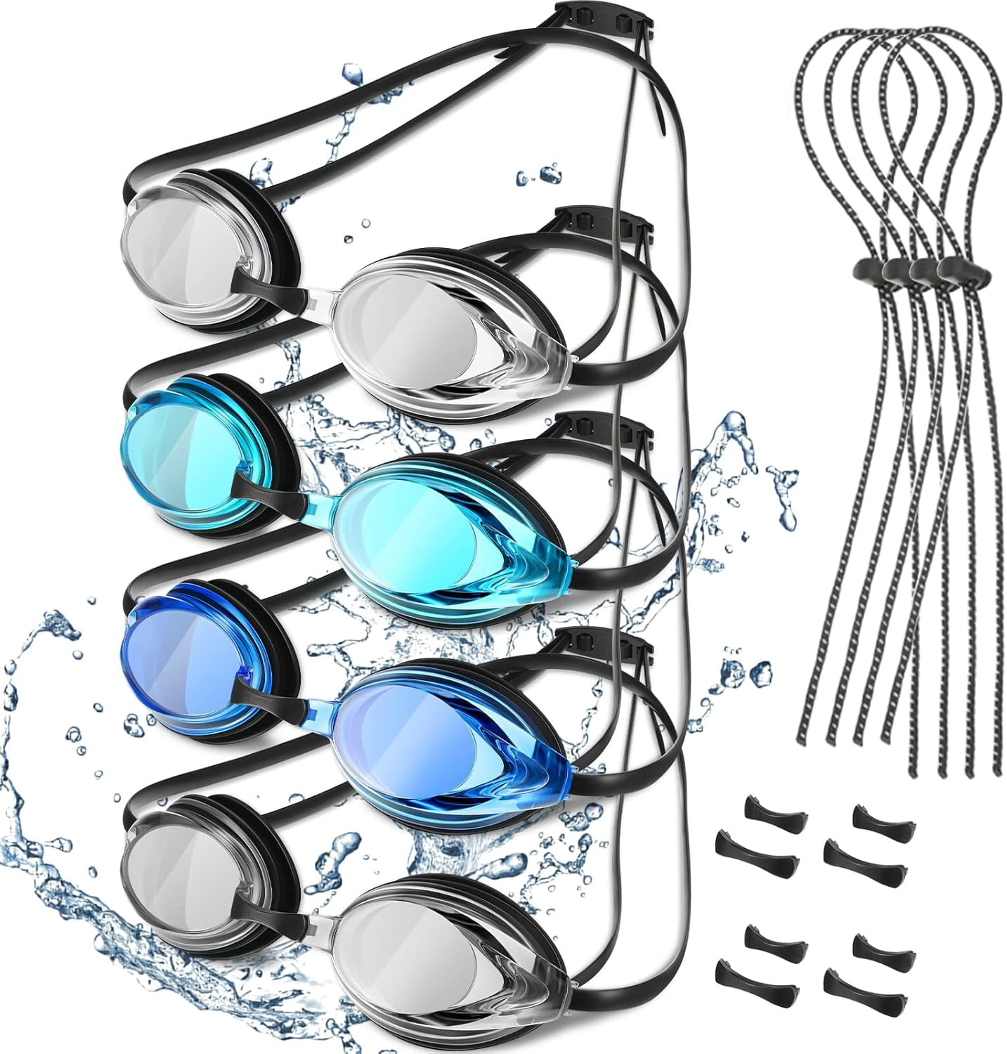 4 Pair Adult Swimming Goggles for Men Women Anti Fog Racing Competitive ...