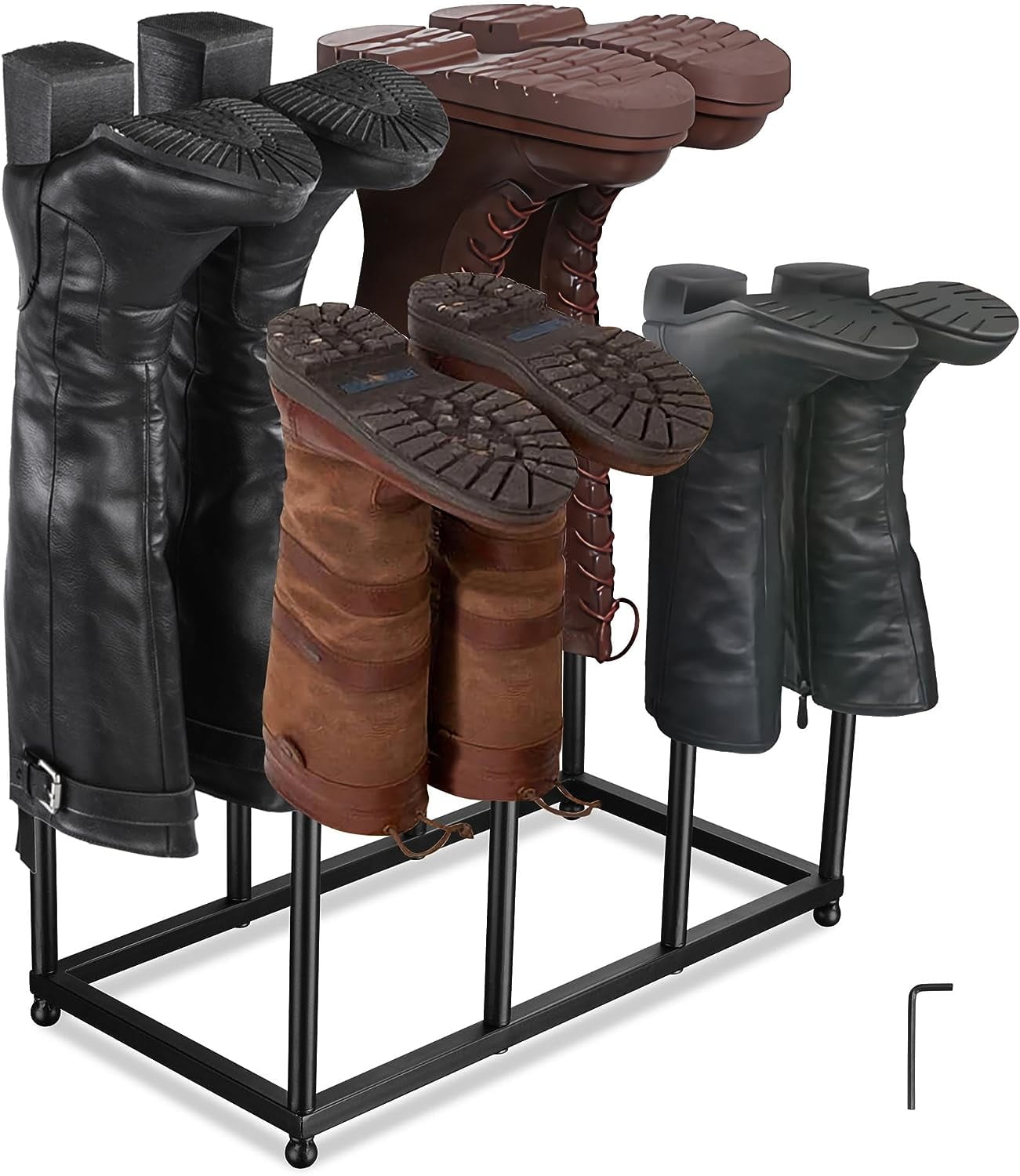 4 Pair Boot Rack Black Metal Free Standing Shoe Storage Organizer ...