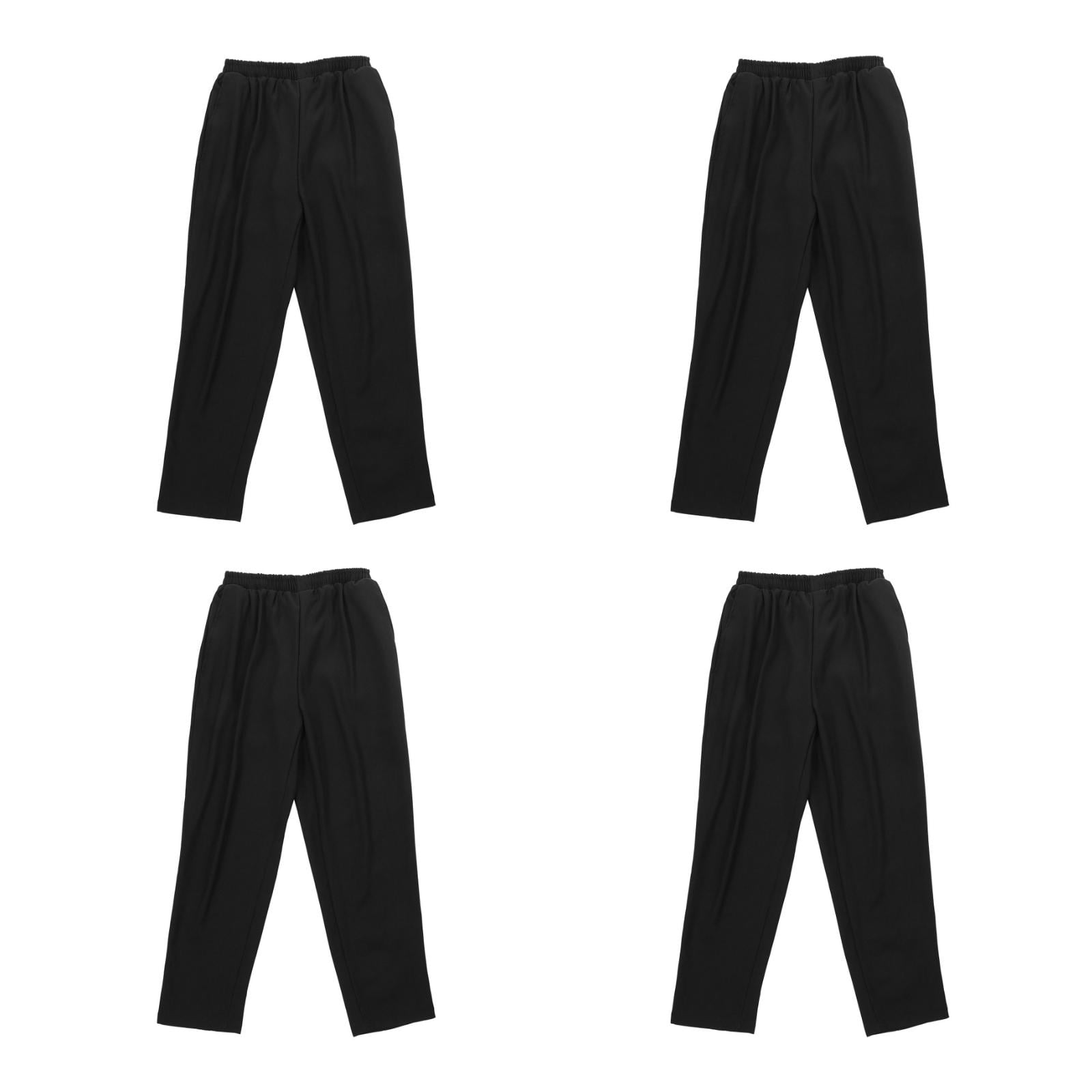 4 Pair Chef Pants Men Elastic Waist Baggy Kitchen Pants Uniforms for ...