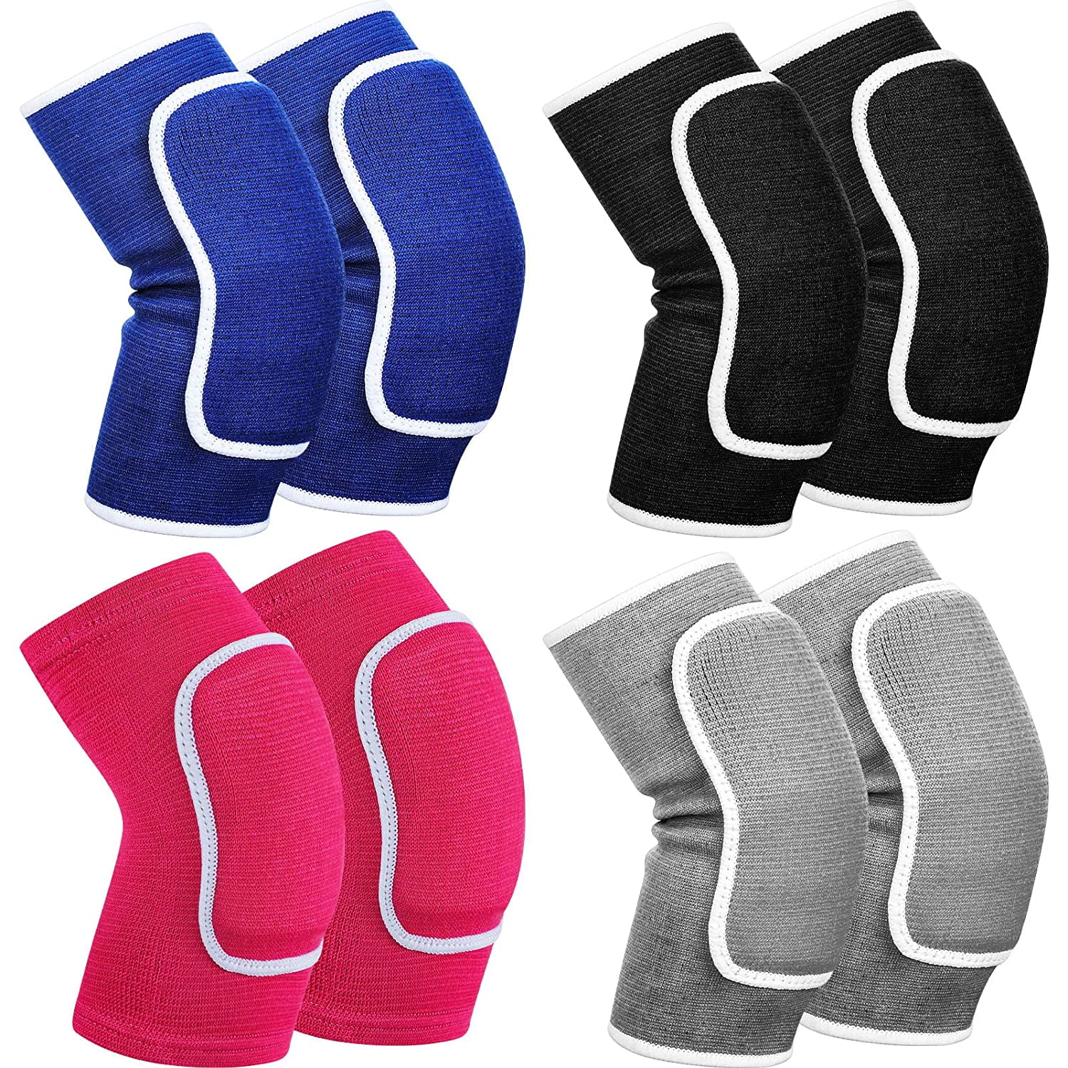 4 Pair Elbow Pads Volleyball Knee Pads Breathable Protective Gel Pad