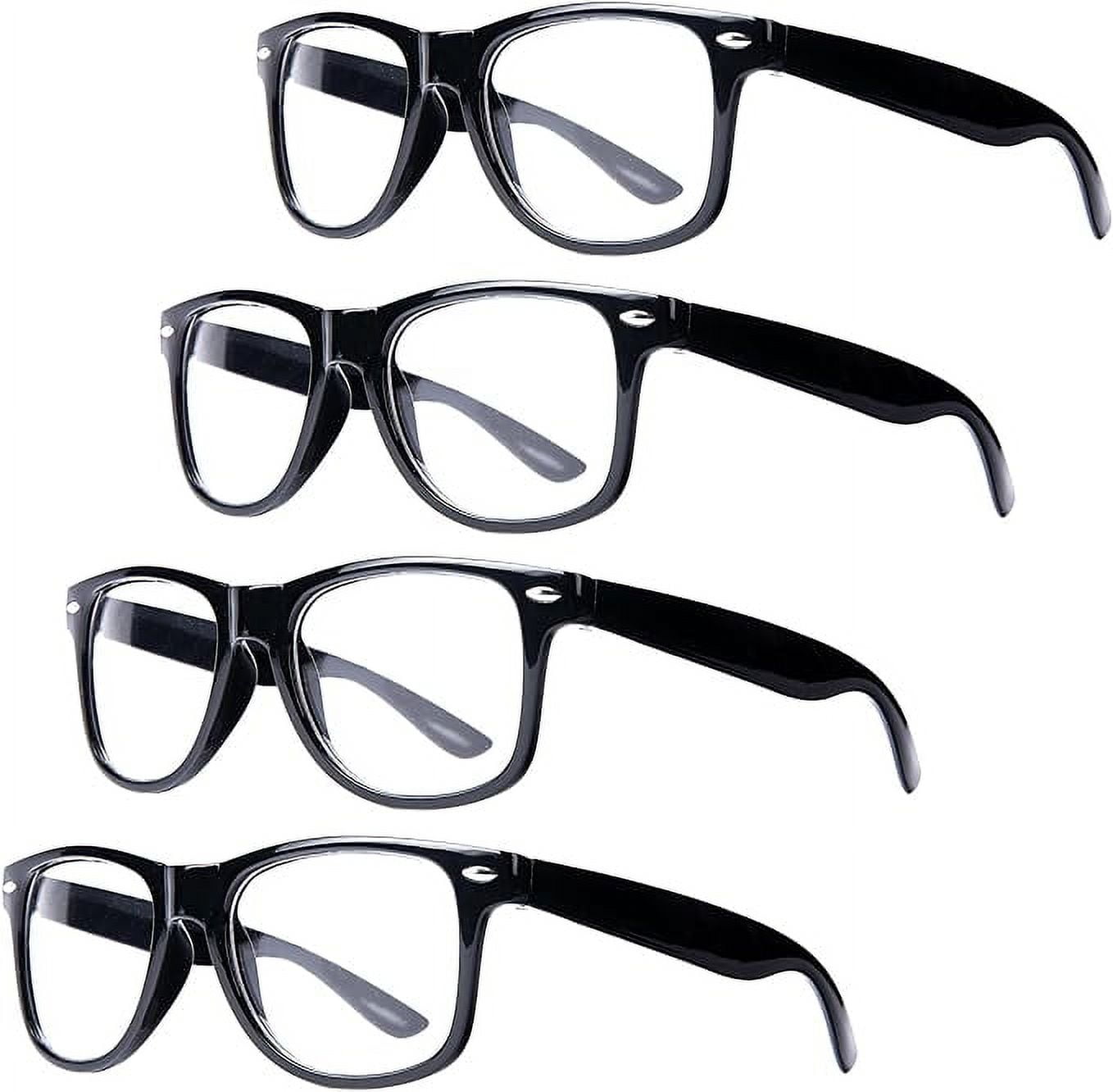 4 Pair Halloween Retro Nerd Costume Glasses-Black Hipster Eyeglasses ...
