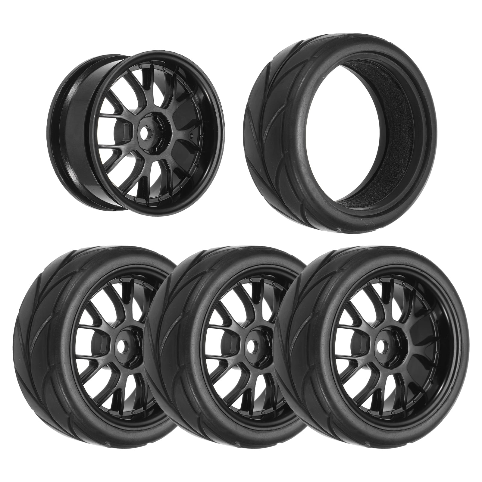 4-Pair High-Grip RC Car Tire & Wheel Set for 1/10 On-Road Touring Cars ...