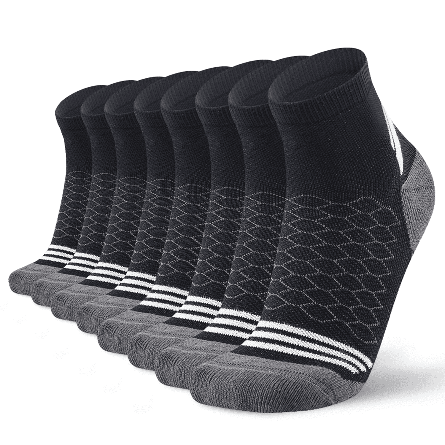 4-Pair Men's Ankle Sports Socks: Terry Cushion & Moisture-Wicking ...