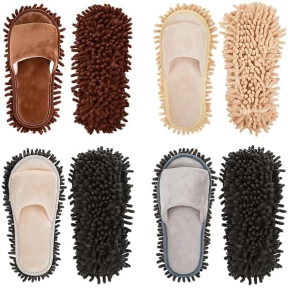 4 Pair Washable Microfiber Mop Slippers Detachable Dusting Shoes for ...
