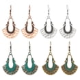 4 Pairs 4 Colors Hollow Teardrop Alloy Boho Dangle Earrings with Brass ...