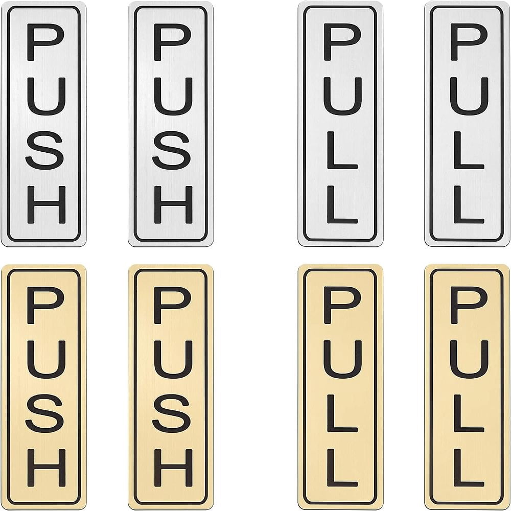 4 Pairs 8Pcs Push Pull Door Sign Stickers 1.5"x5" Back Self-Adhesive ...