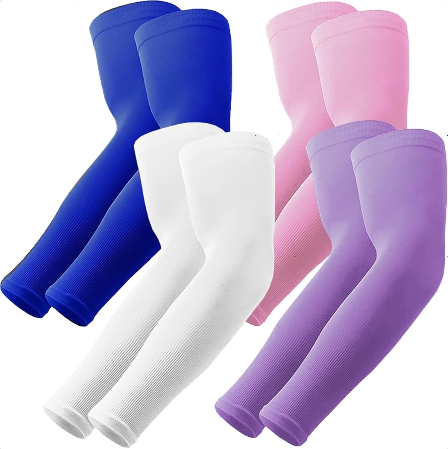 4 Pairs Arm Sleeves, Cooling UV Sun Protection Sports Compression ...