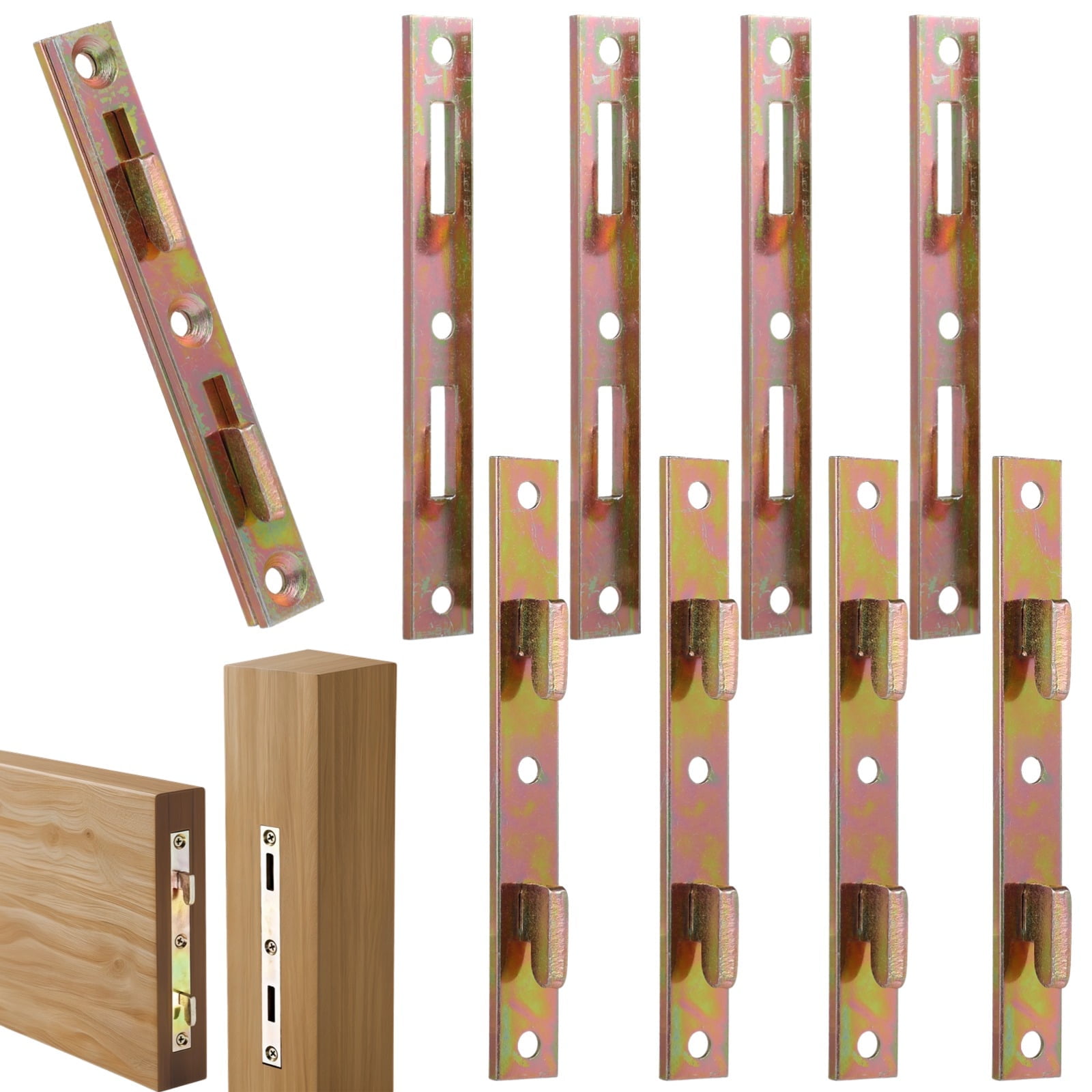 4 Pairs Bed Rail Fasteners, Heavy Duty Rustproof Galvanized Metal Bed ...