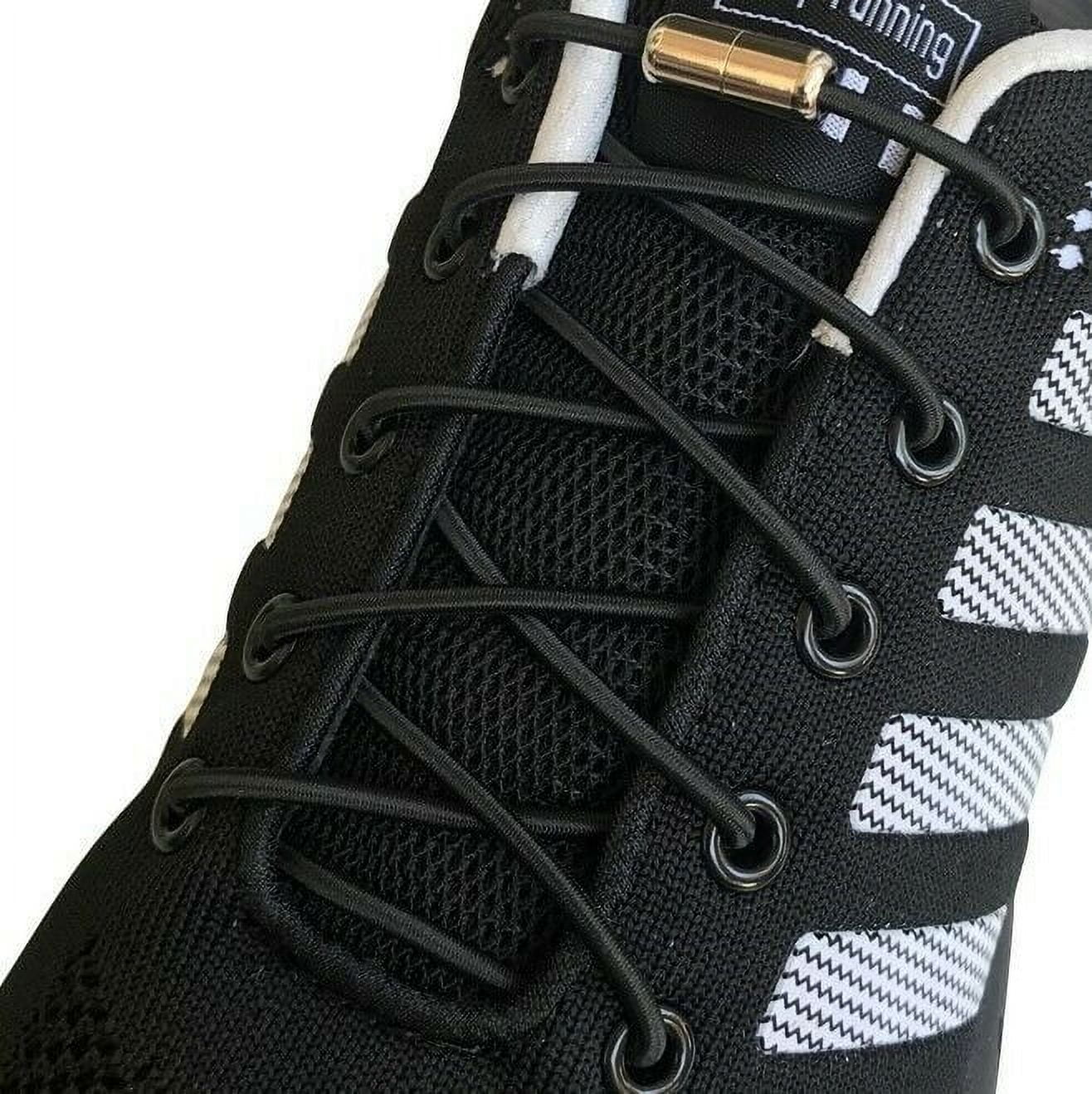 4 Pairs Black Lazy No Tie Tieless Elastic Lock Laces ShoeLaces Strings ... 4 Pairs Black Lazy No Tie Tieless Elastic Lock Laces ShoeLaces Strings ...